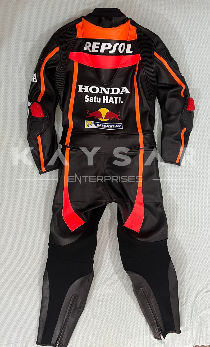 Honda Repsol Motogp Suit Black Motorbike Motorcycle Real Leather Biking ...