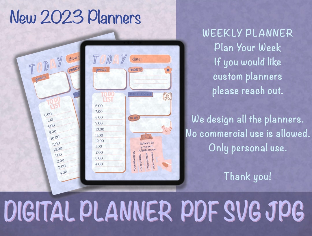 2023 Digital Planner, Custom Planner, January Planner PNG, PDF, Student ...
