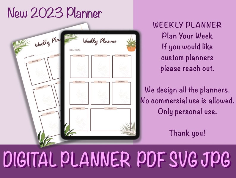 Printable Weekly Planner 2023, Digital Download Planner, Checklist to ...