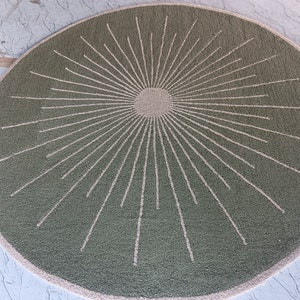 Premium Sun Rug Hand Tufted Orange Light Green Color 100% Wool Area Rug ...