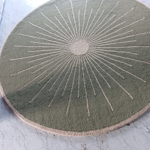 Premium Sun Rug Hand Tufted Orange Light Green Color 100% Wool Area Rug ...