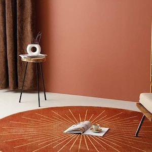 Premium Sun Rug Hand Tufted Orange Light Green Color 100% Wool Area Rug ...