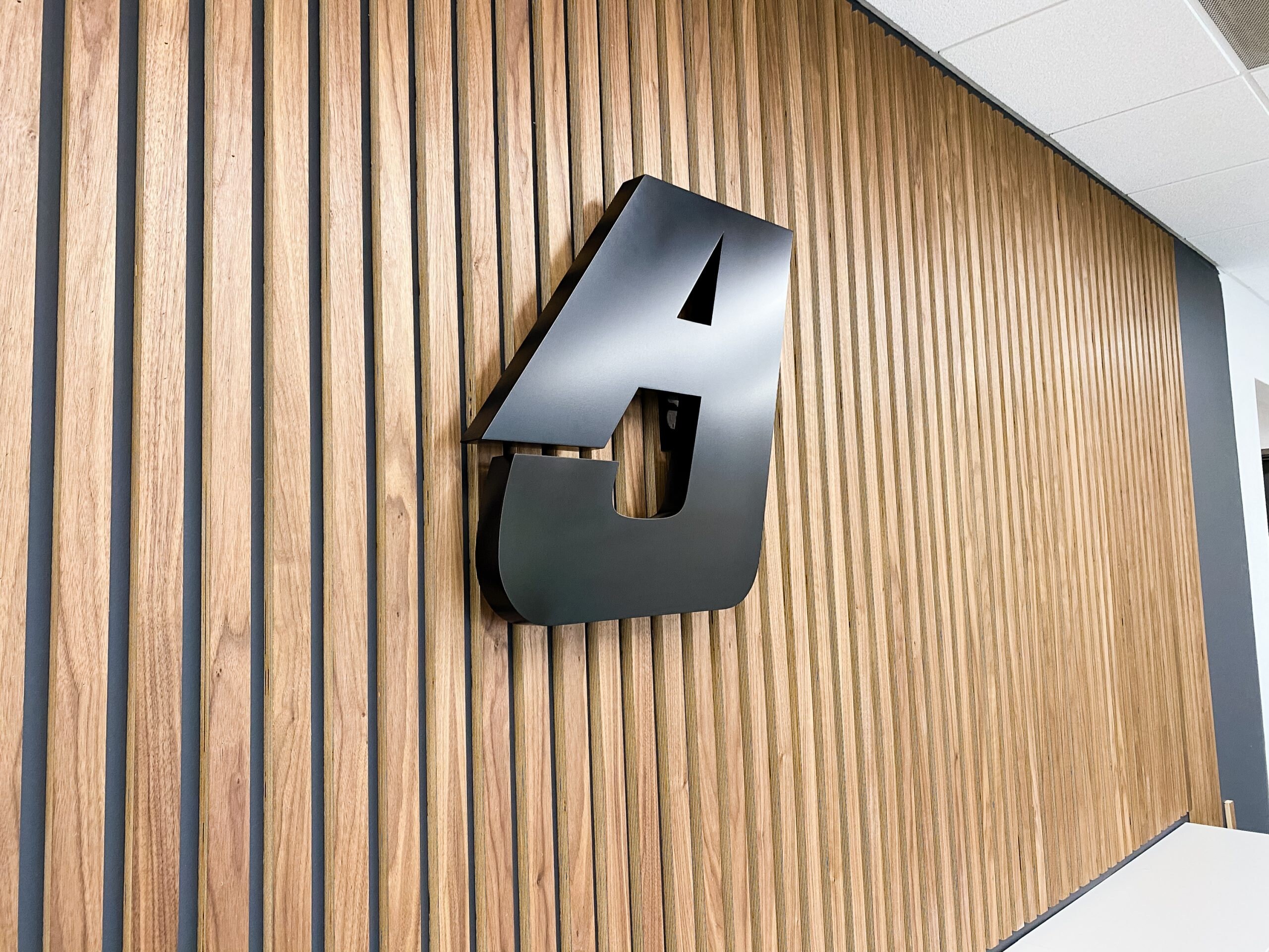 Reception Signage Office Lobby Sign , Custom 3D Sign, Silver Brushed ...