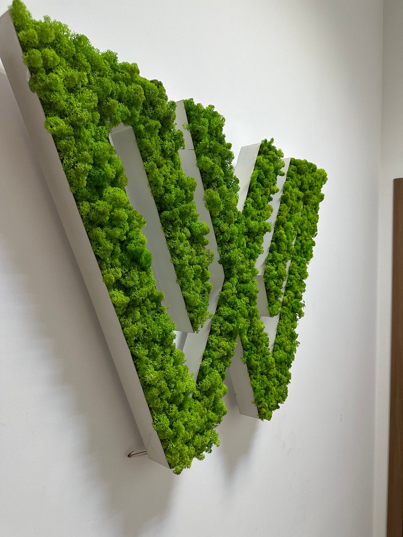 Custom Moss Logo Sign, 3D Letter Box, Natural Office Wall Decor, Custom ...