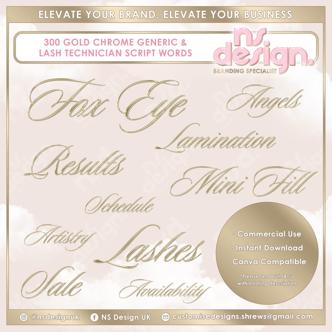 300 Lash Technician Gold Chrome 3D Words, Gold Chrome Words, PNG Words ...