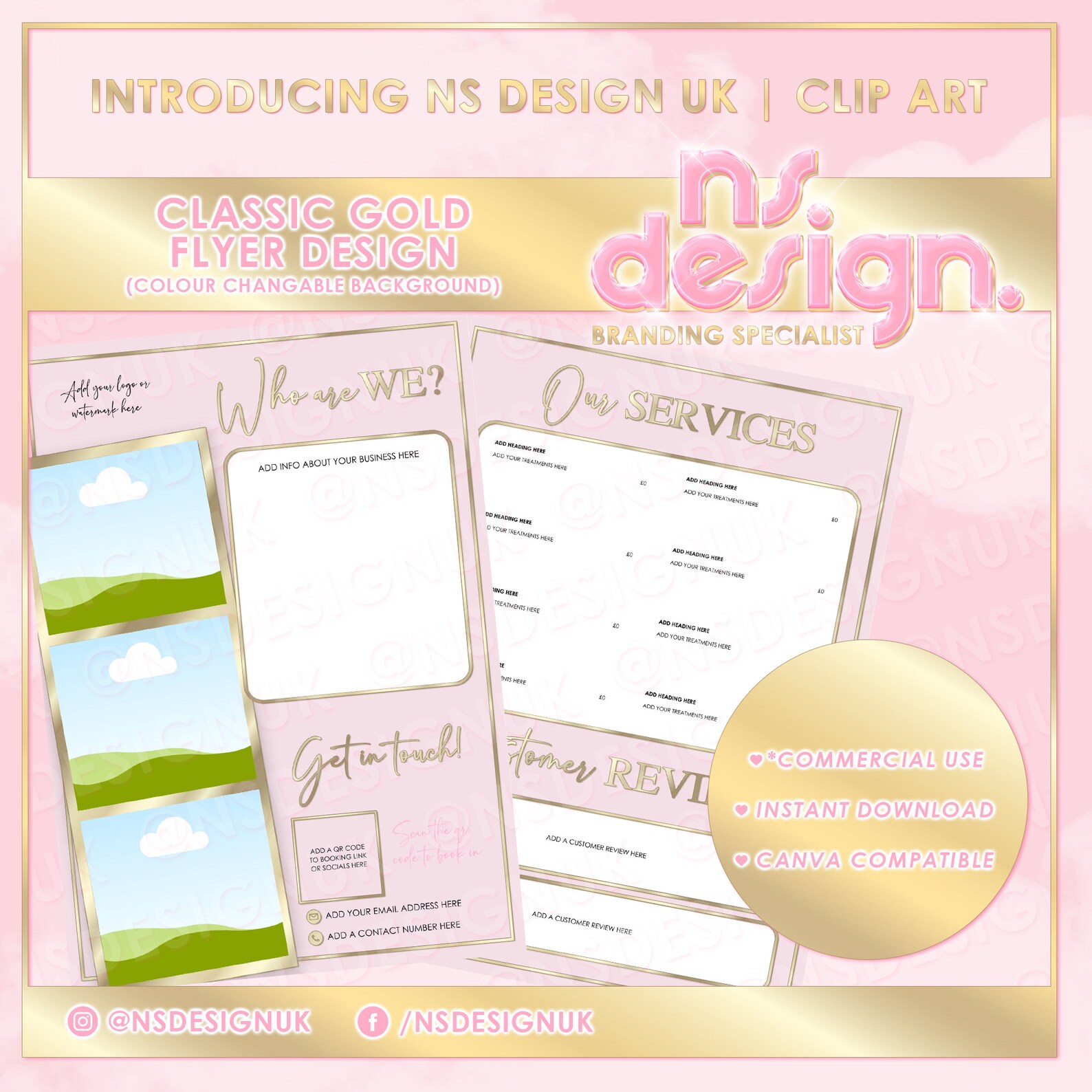 Leaflet, Flyer Template Design, Canva, Editable Background, Gold, A5 ...