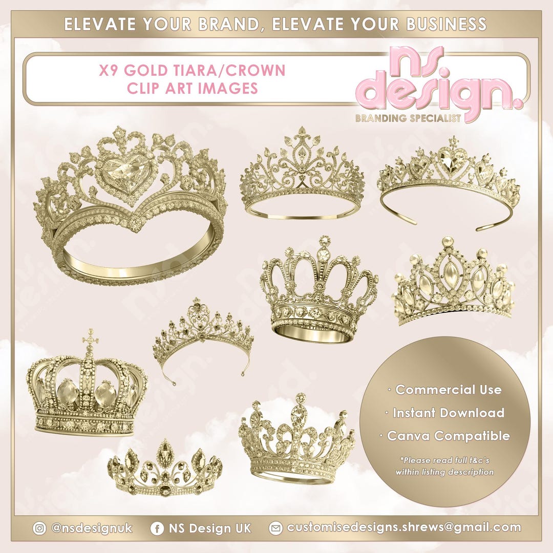9 Princess Tiaras/ Queen Crowns, Clip Art Stock Images, Gold Clip Art ...