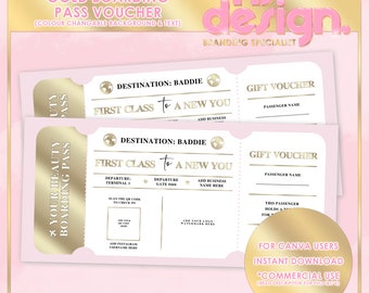 Golden Ticket Style Gift Voucher Design, Canva Editable, Gold, Editable ...