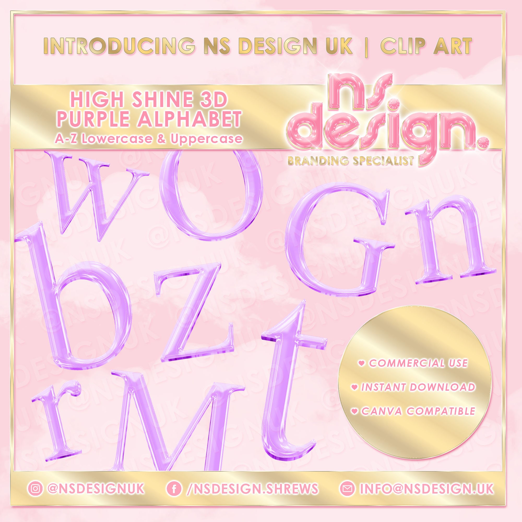 A-Z High Shine Purple 3D Letters, High Shine Purple Alphabet, High ...