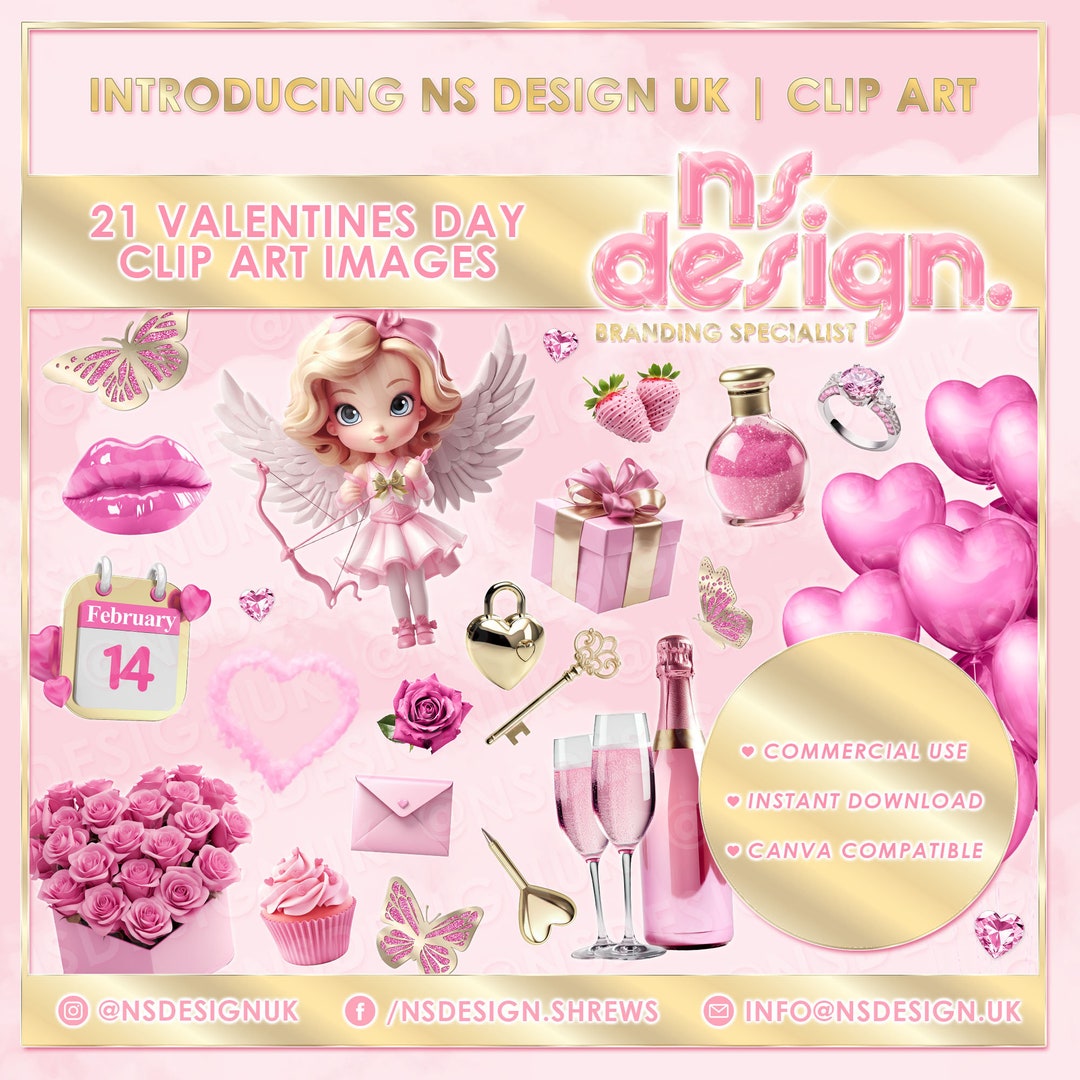 Valentine's Day Clip Art, 21 Clip Art Stock Images, Pink and Gold Clip ...