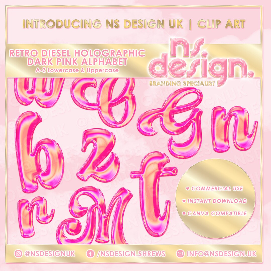 A-Z 3D Retro Diesel Holographic Letters, Holographic Alphabet, PNG ...