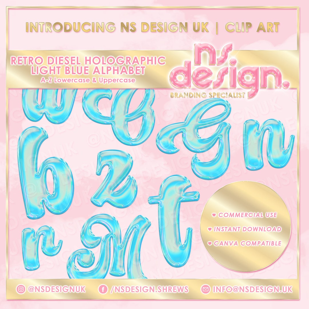 A-Z 3D Retro Diesel Holographic Letters, Holographic Alphabet, PNG ...