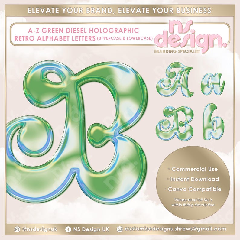 A-Z 3D Retro Diesel Holographic Letters, Holographic Alphabet, PNG ...