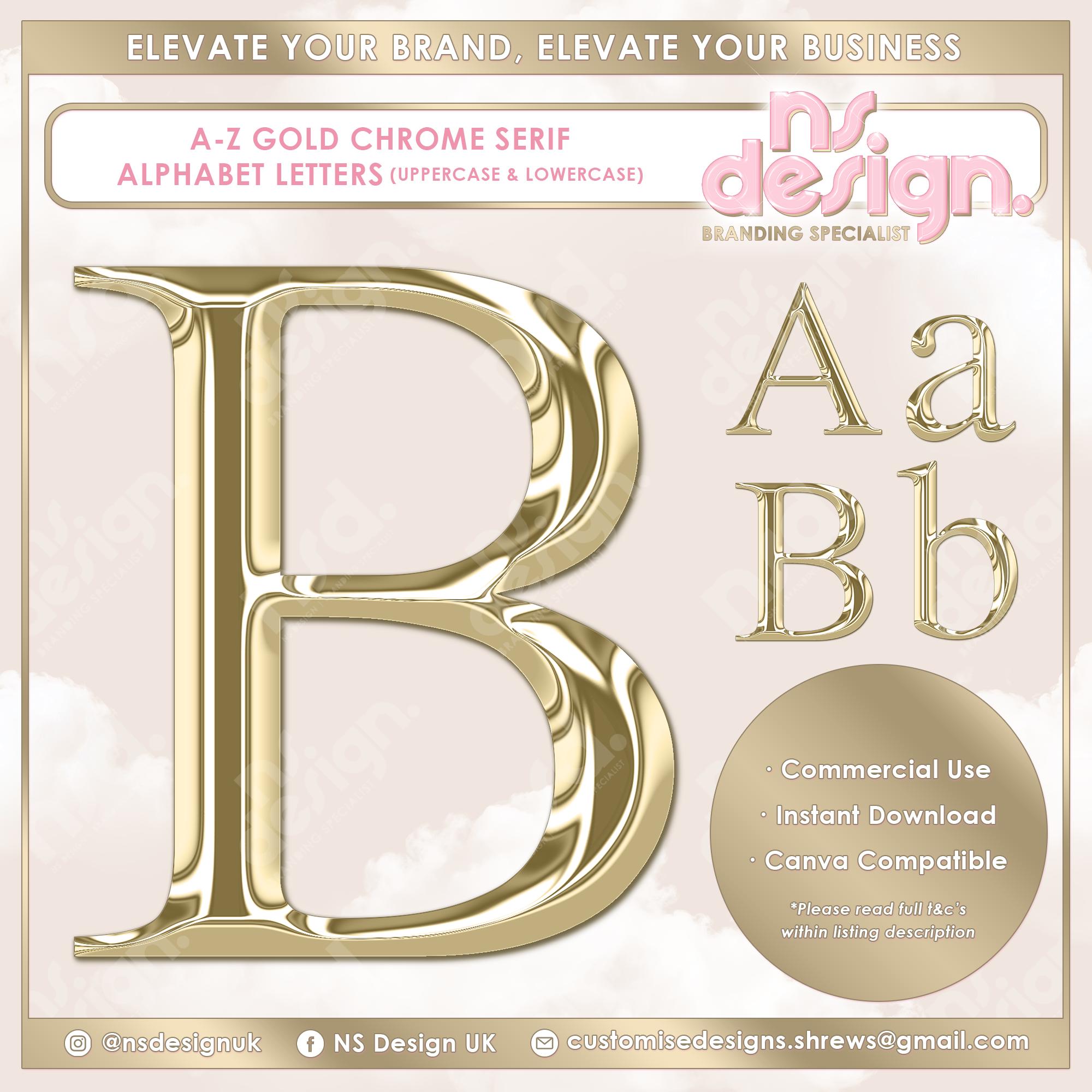 A-Z Gold Chrome 3D Letters, Gold Chrome Alphabet, Chrome Alphabet, PNG ...