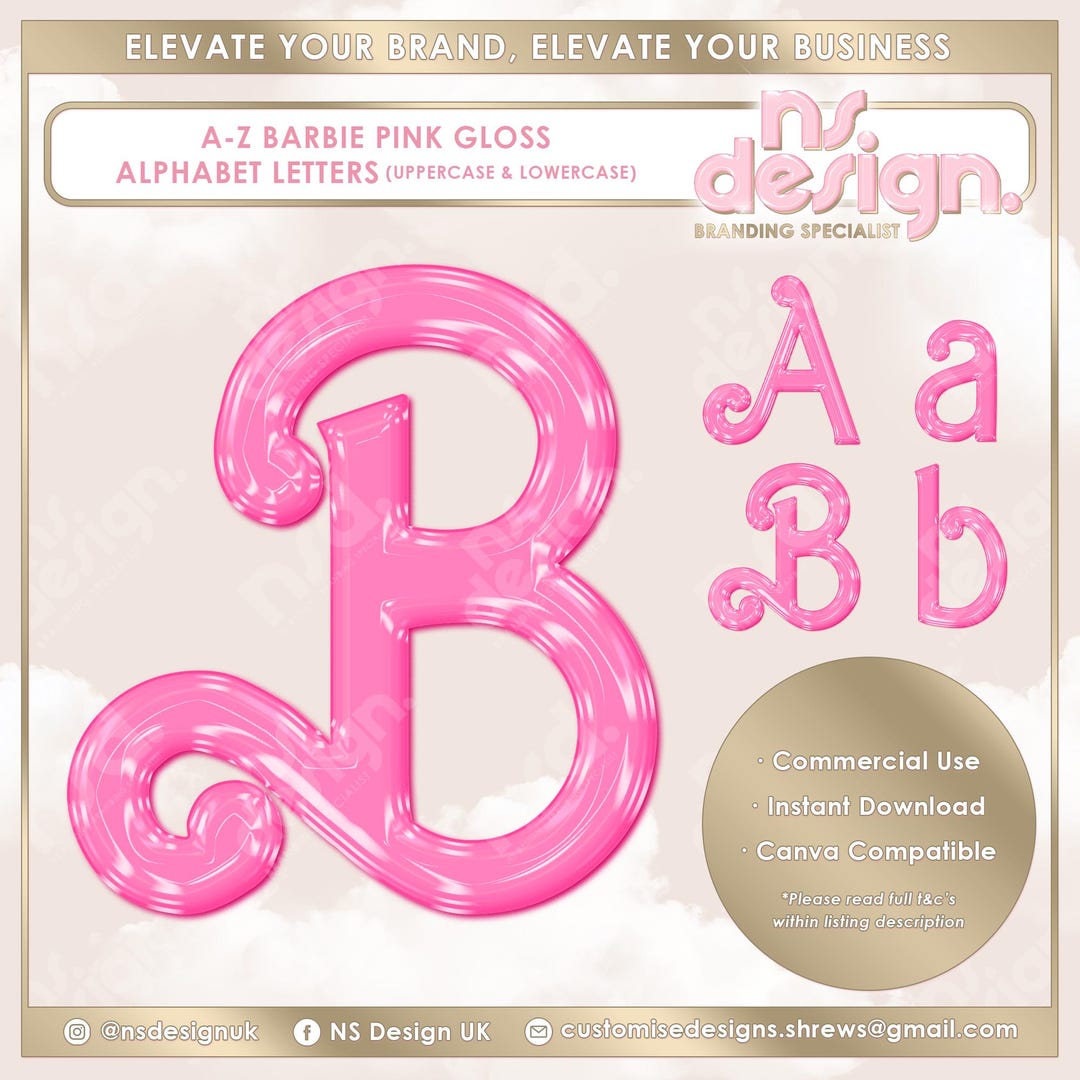 A-Z Ultra Glossy Pink Barbie Letters, Ultra Glossy Alphabet, PNG ...