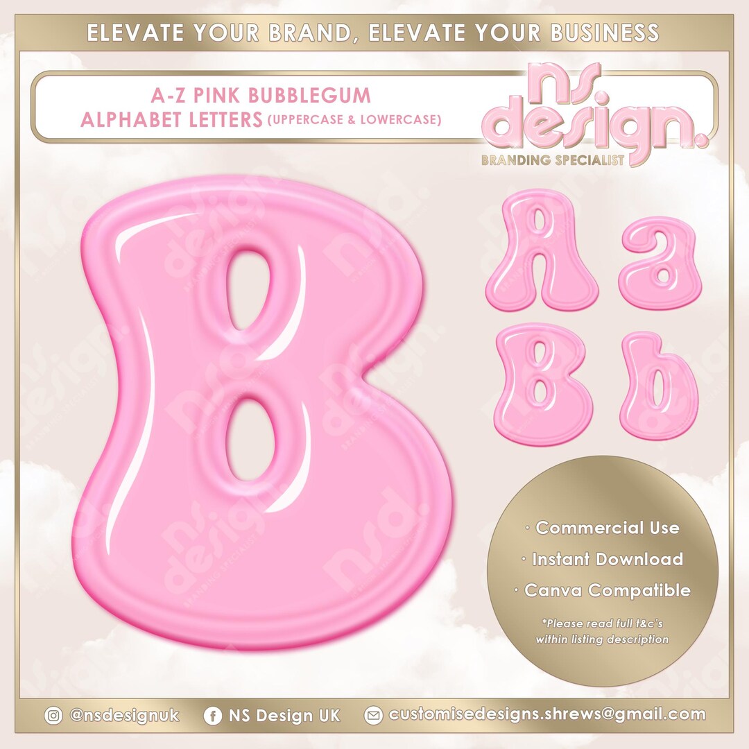 A-Z Pink Shiny 3D Bubblegum Letters, Pink Bubblegum Alphabet, PNG ...