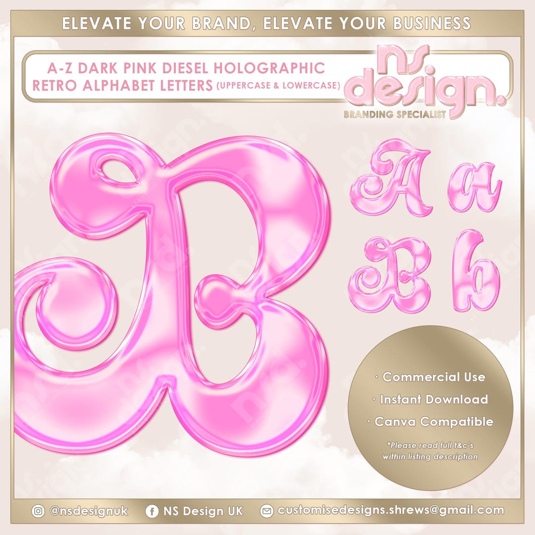 A-Z 3D Retro Diesel Holographic Letters, Holographic Alphabet, PNG ...