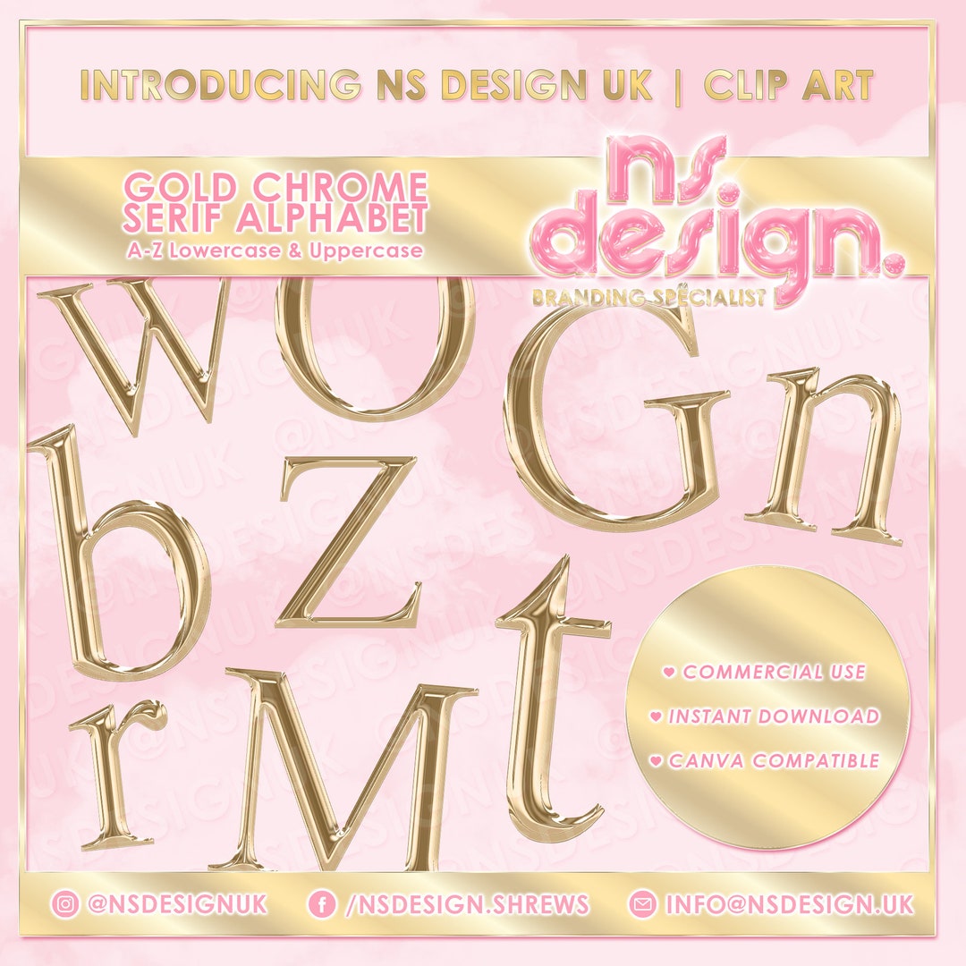 A-Z Gold Chrome 3D Letters, Gold Chrome Alphabet, Chrome Alphabet, PNG ...