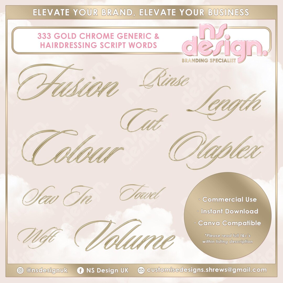 333 Hairdressing Gold Chrome 3D Words, Gold Chrome Words, PNG Words ...
