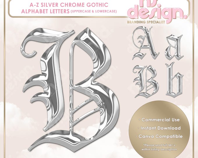 3D Silver Gothic Font SVG PNG, Gothic Alphabet, Gothic Letters, Silver ...