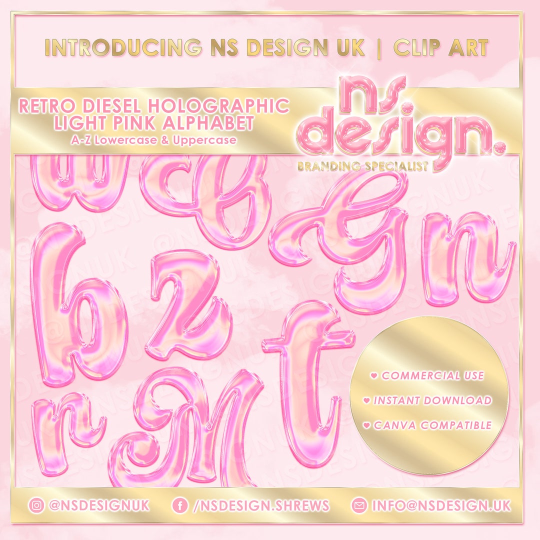 A-Z 3D Retro Diesel Holographic Letters, Holographic Alphabet, PNG ...