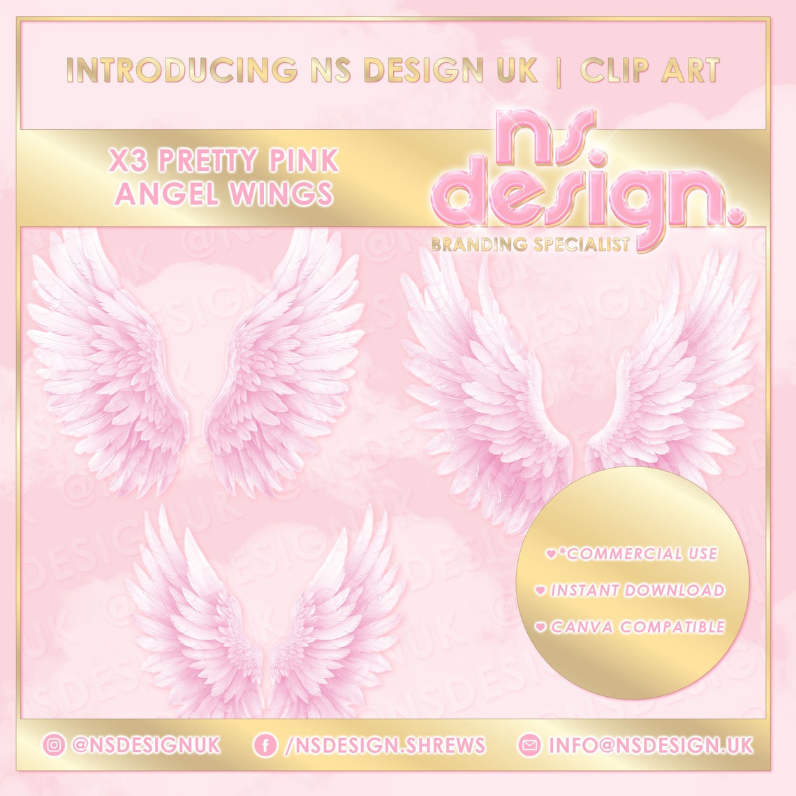 X3 Pink Angel Wings Clip Art, Angel Wings Clip Art Stock Images, Pink ...