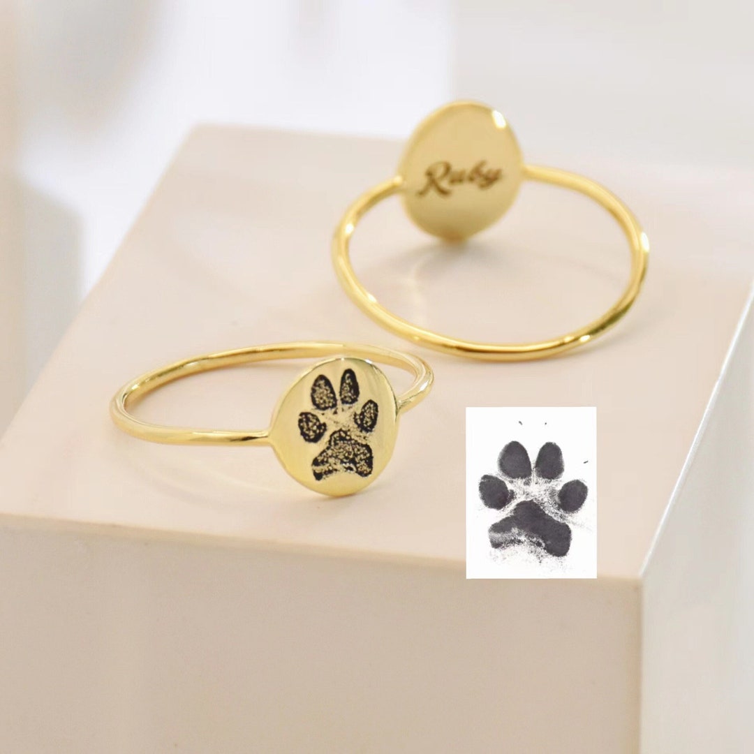 Personalized Paw Print Ring •pet Memorial Gift •custom Paw Print Ring ...