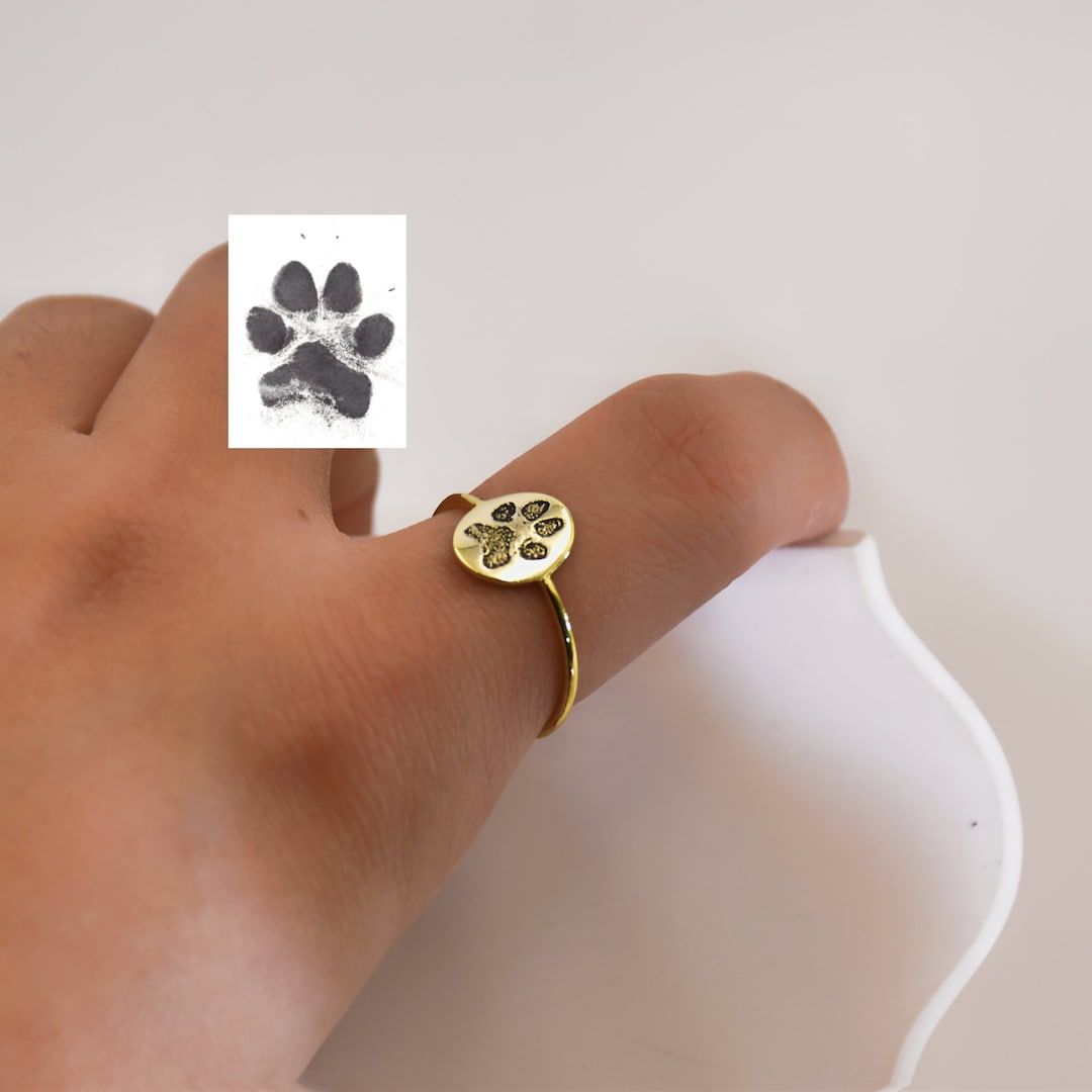 Personalized Paw Print Ring •pet Memorial Gift •custom Paw Print Ring ...