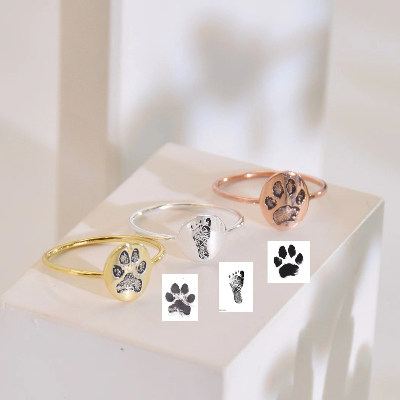 Personalized Paw Print Ring pet Memorial Gift custom Paw Print Ring pet ...