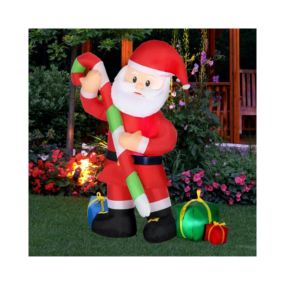 Christmas 6' Santa Claus With Candy Cane Yard Decoration - Etsy