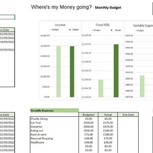 Simple Monthly Budget Spreadsheet, Excel, Budget Planner, Savings ...