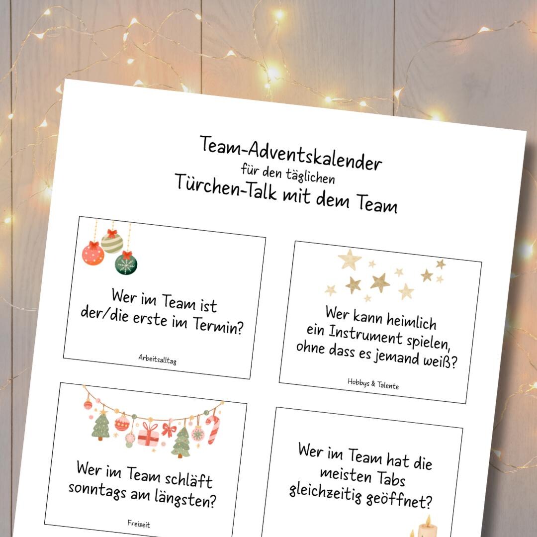 Advent Calendar for the Team With 24 Questions | Fun Countdown for the ...