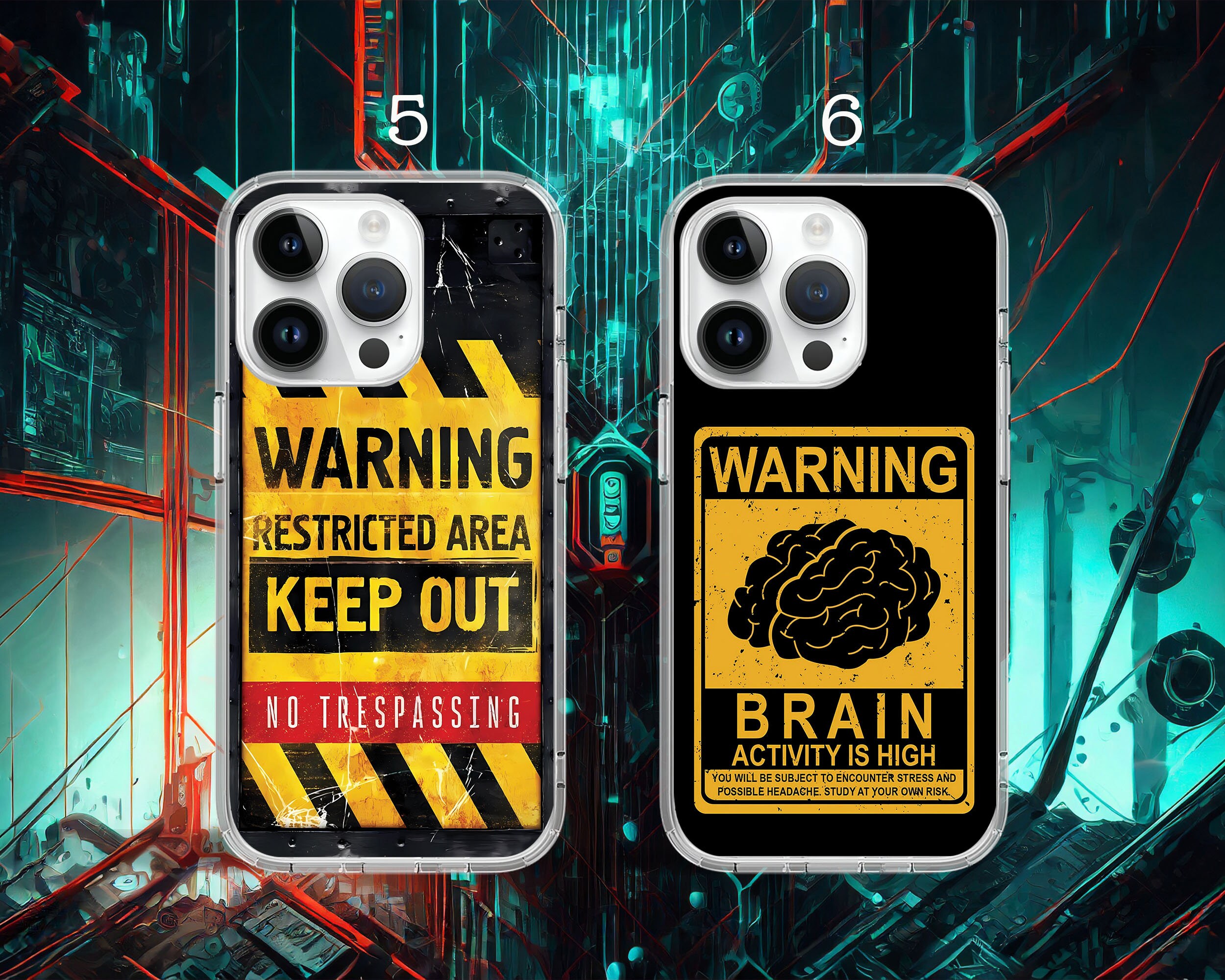 Retro Warning Danger Game Phone Case for iPhone Air 17 16 15 14 Pro Max ...