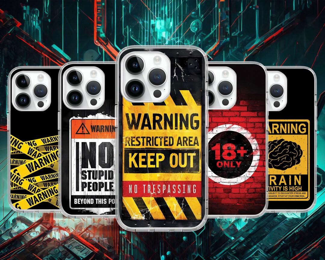 Retro Warning Danger Game Phone Case for iPhone 16 15 14 Pro Max 13 12 ...