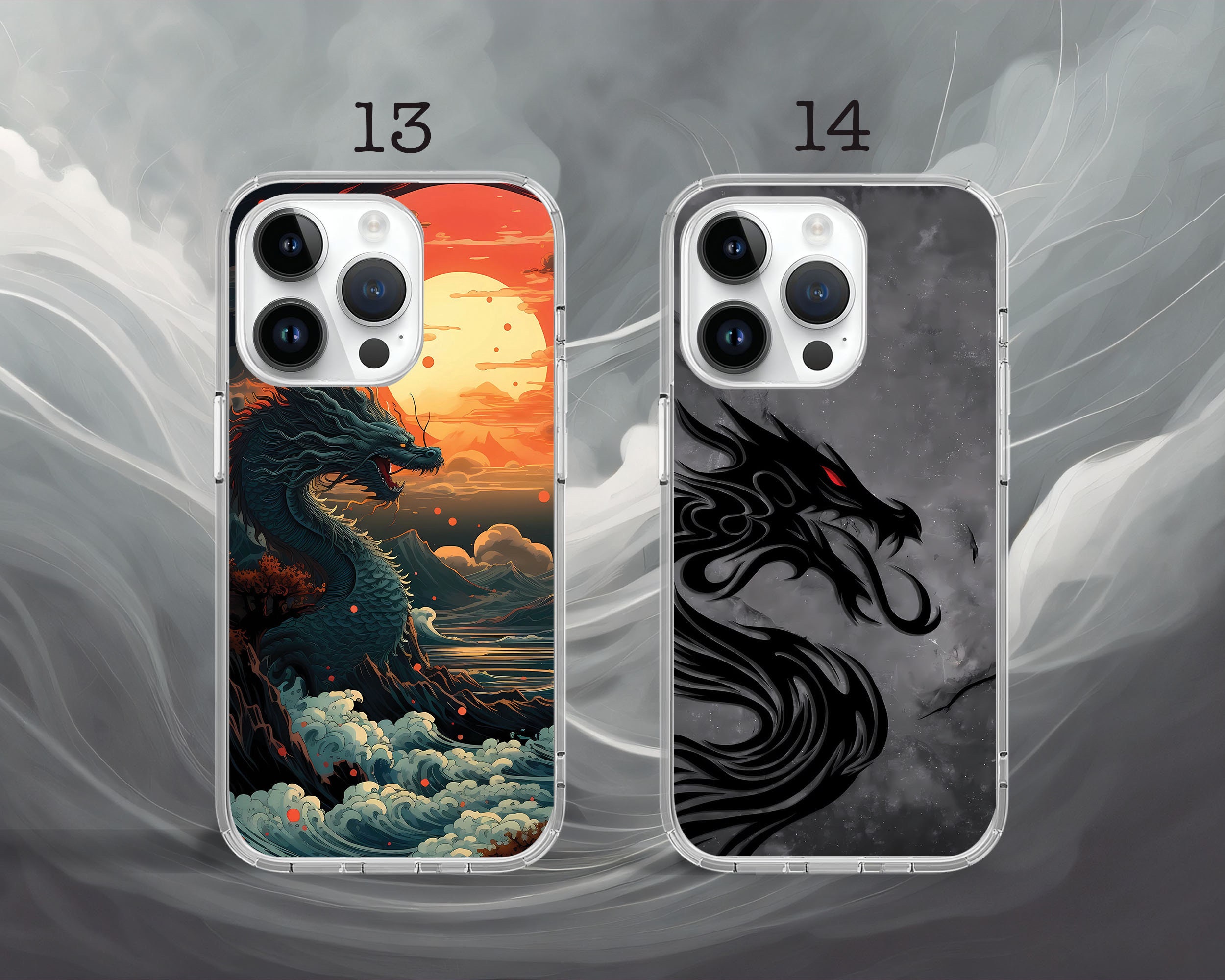 Japanese Dragon Art Phone Case for iPhone 15 14 Pro Max 13 12 11 8 7 6 ...