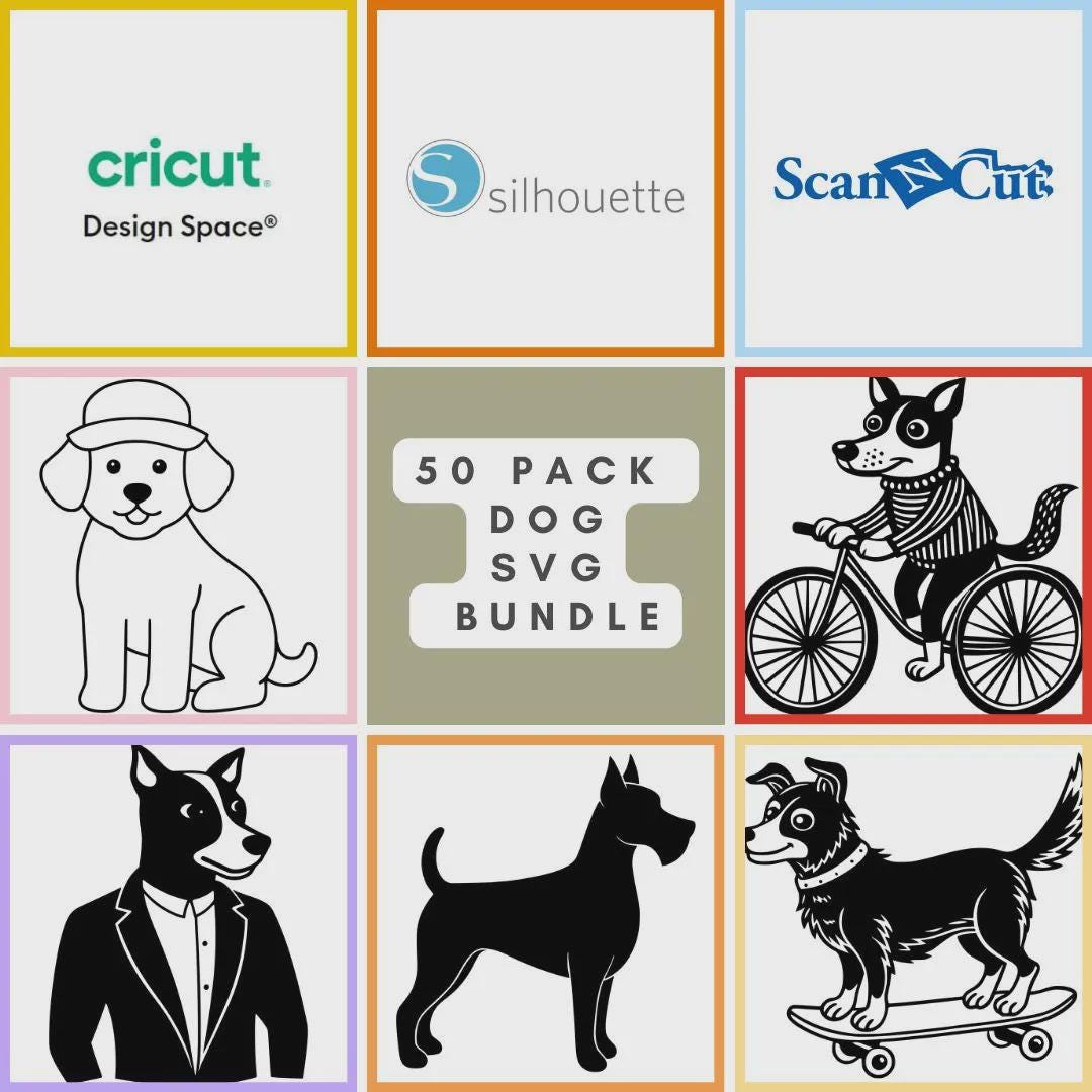 50 Dog SVG Bundle – Cute & Funny Dog Quotes, Puppy Silhouettes, Dog Mom ...