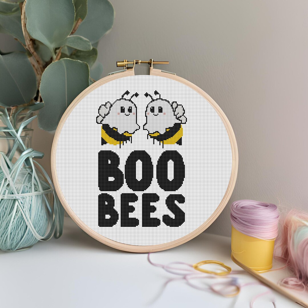 Boo Bees Funny Cross Stitch Embroidery Pattern-beginner Friendly - Etsy