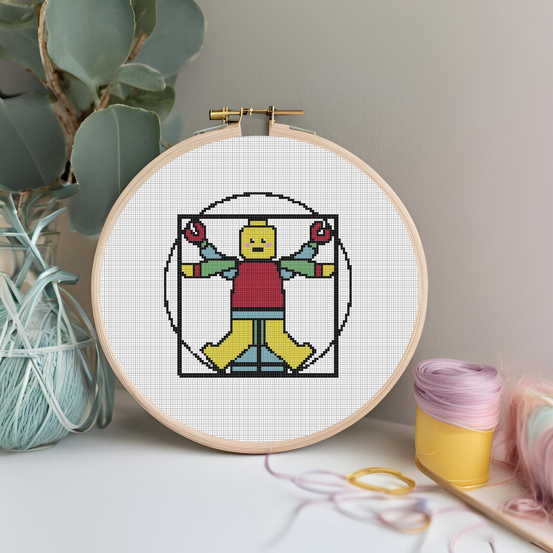 Cute Vitruvius Da Vinci Cross Stitch Embroidery Pdf Pattern Download - Etsy