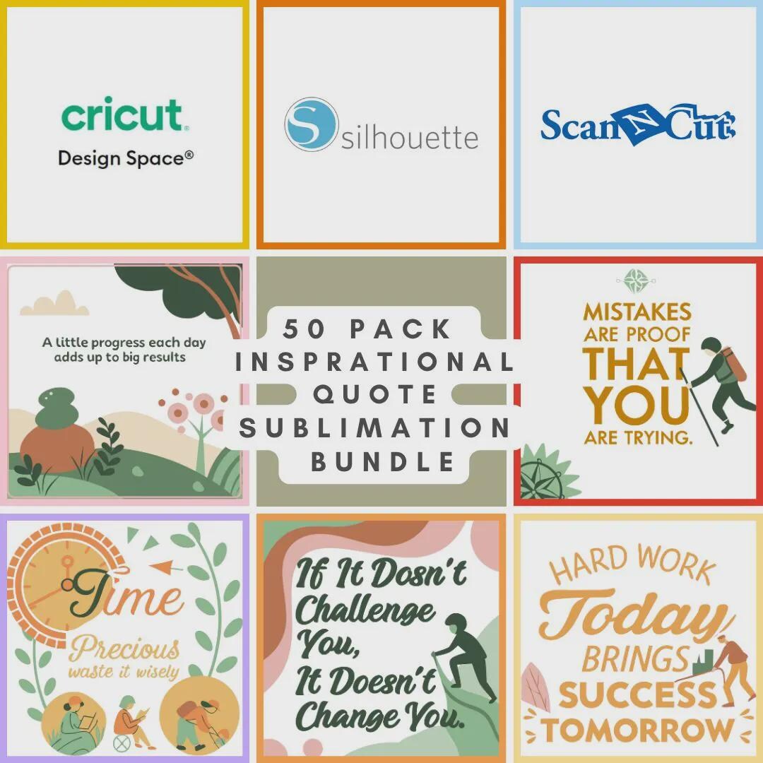 50 Pack Inspirational Quotes Sublimation Bundle for Papercrafts Cricut ...