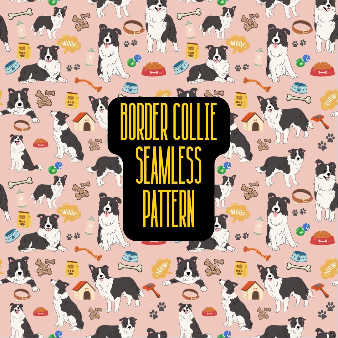 Cute Border Collie Dog Seamless Repetitive Pdf Pattern - Etsy