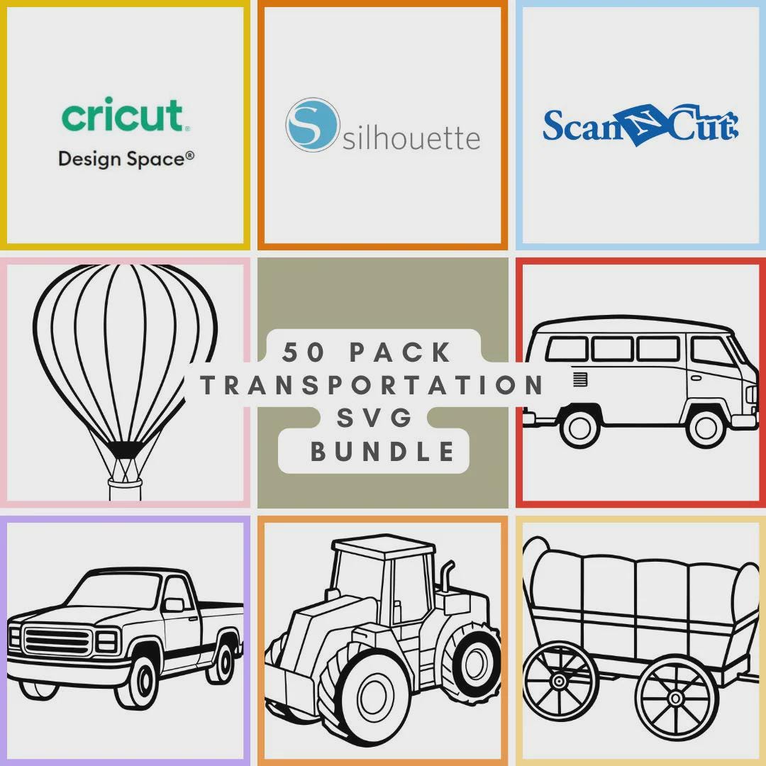 50 Pack Transportation Svg Bundle for Papercrafts Cricut, Silhouette ...