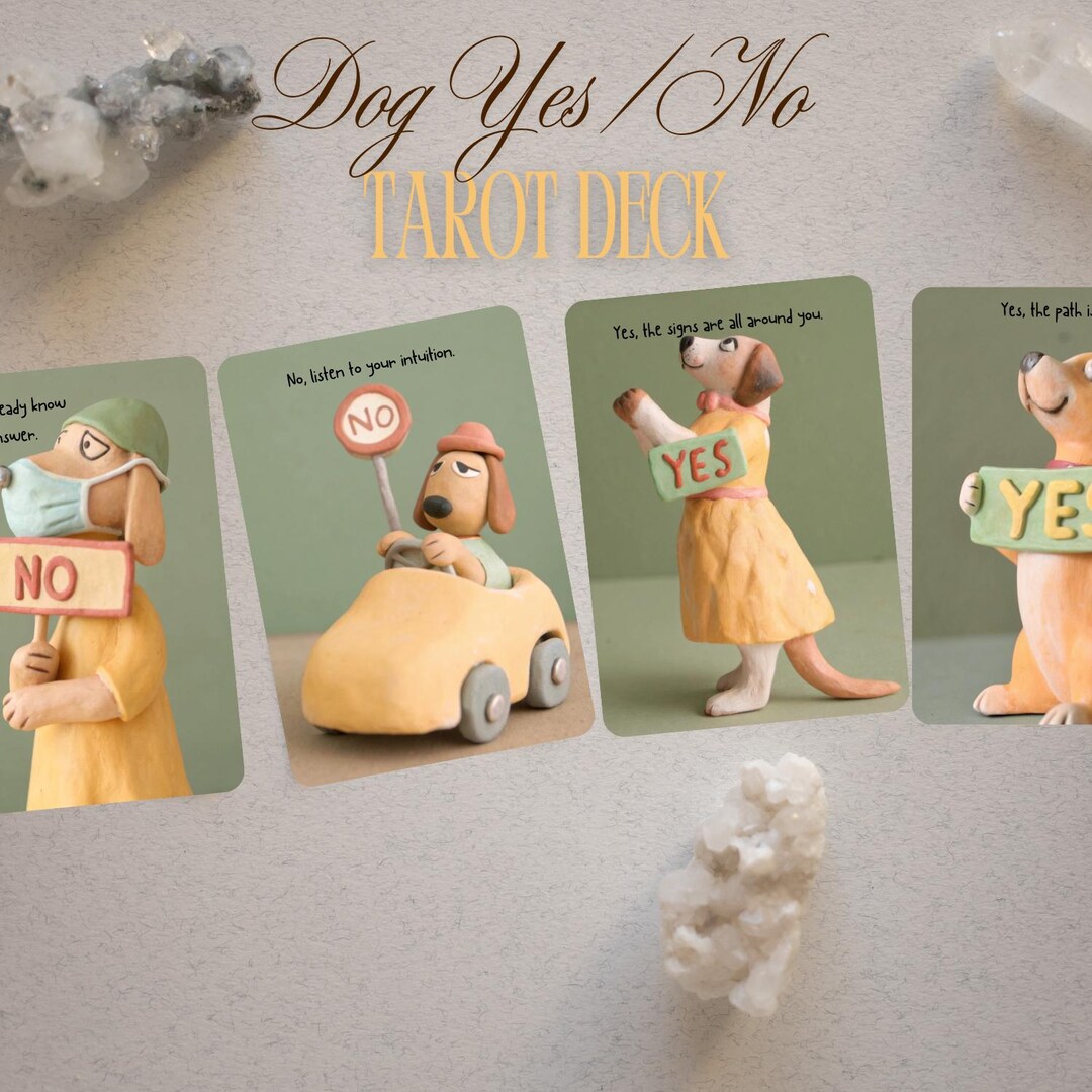 Dog Tarot Deck – Clay Illustration Yes No Oracle Cards (digital ...