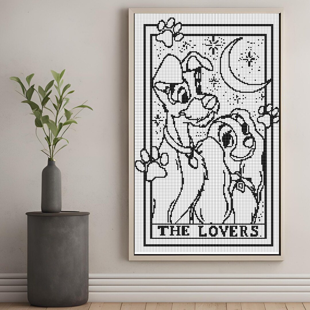The Lovers Tarot Lady and the Tramp Cross Stitch Embroidery Pdf Pattern ...