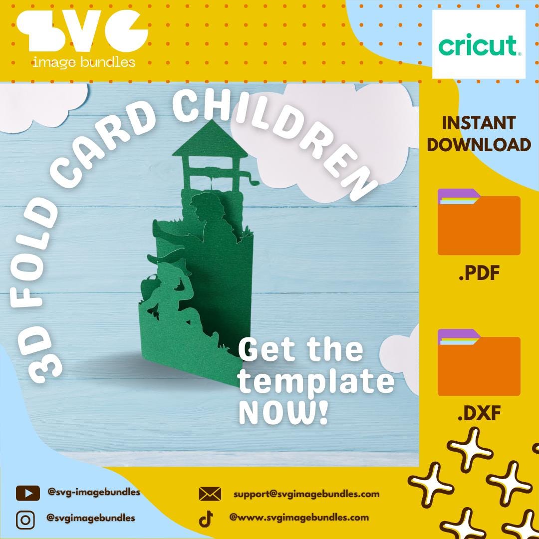 3D Children Fold Card Templat DXF, Cricut, Silhouette, Cameo - Etsy Canada