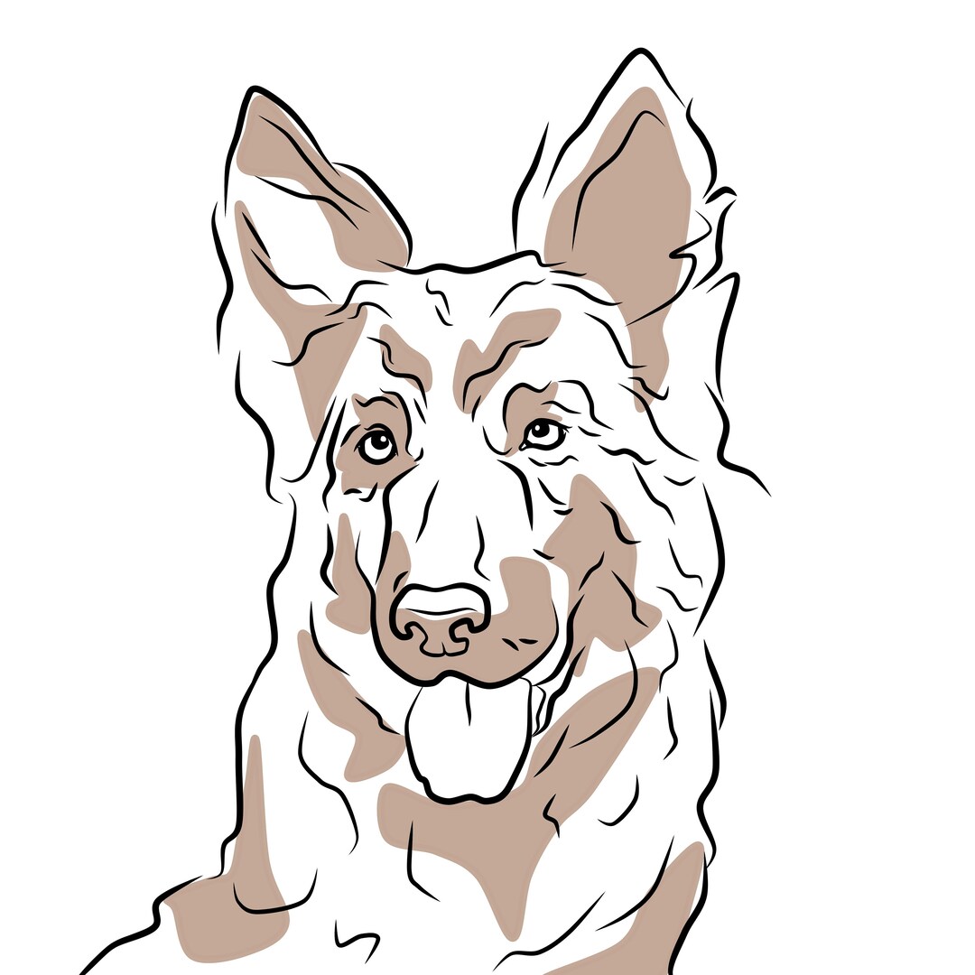 Custom Dog Line Art Portrait, Minimalist Digital Pet Drawing From Photo ...