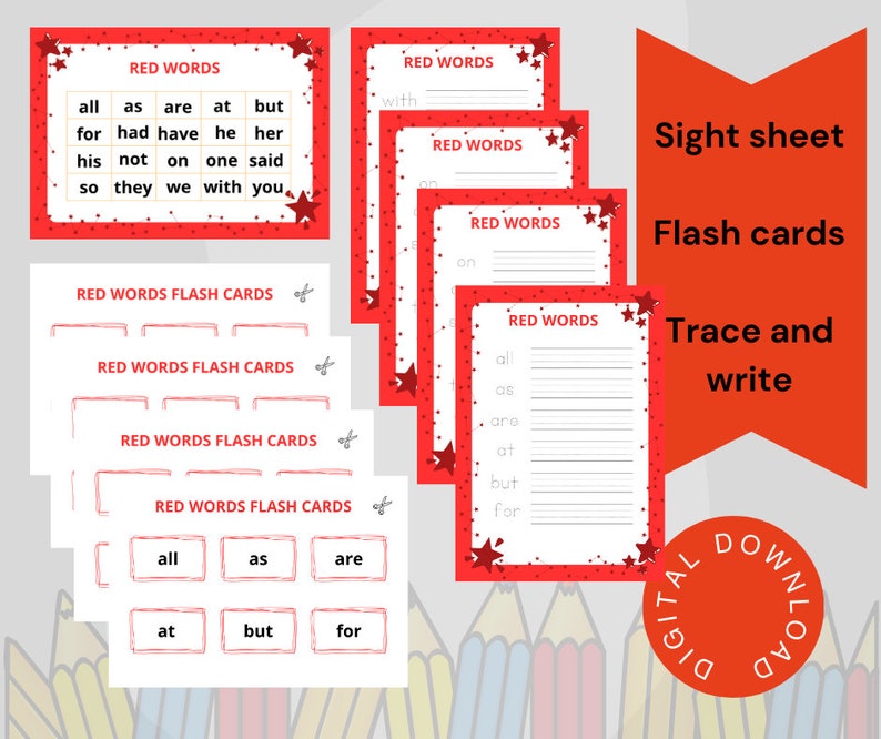 Printable Sight Words Worksheets High Frequency Sight Words Flash Cards ...