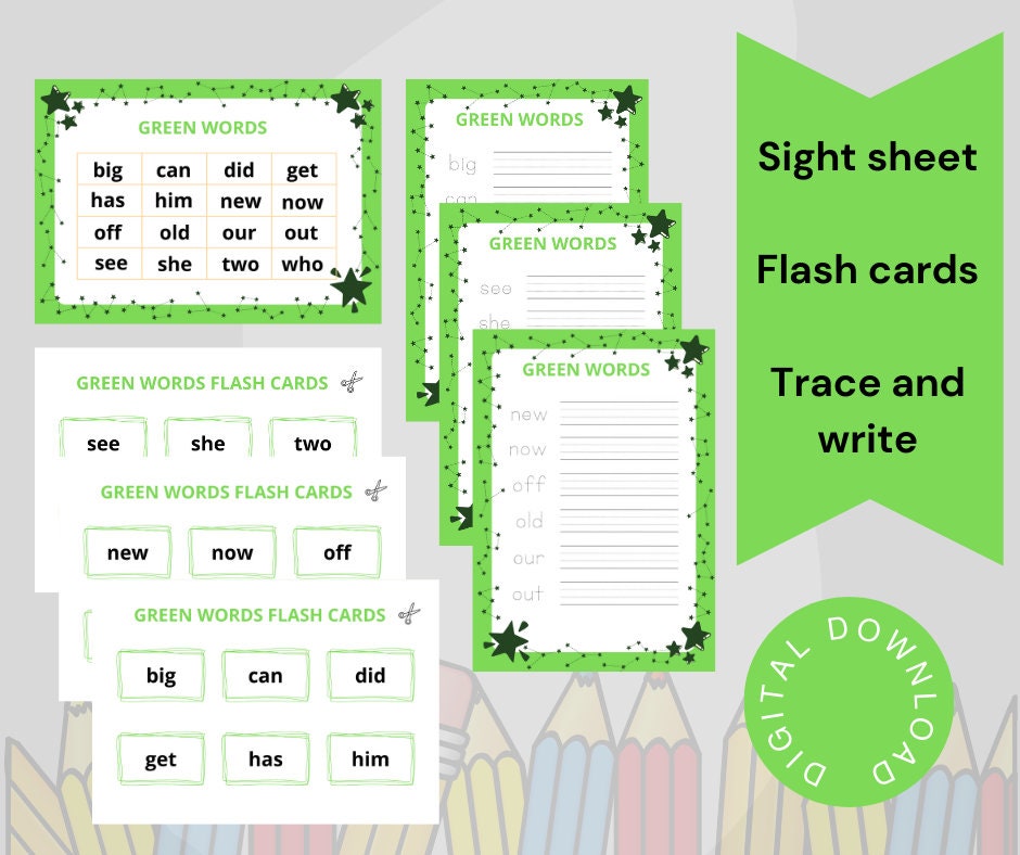 High Frequency Printable Sight Words Worksheets Magic 100 Words Green ...