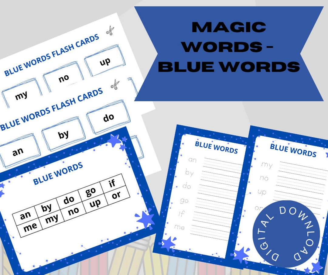 Magic Words Blue Words Printable Sight Words High Frequency Words Flash ...