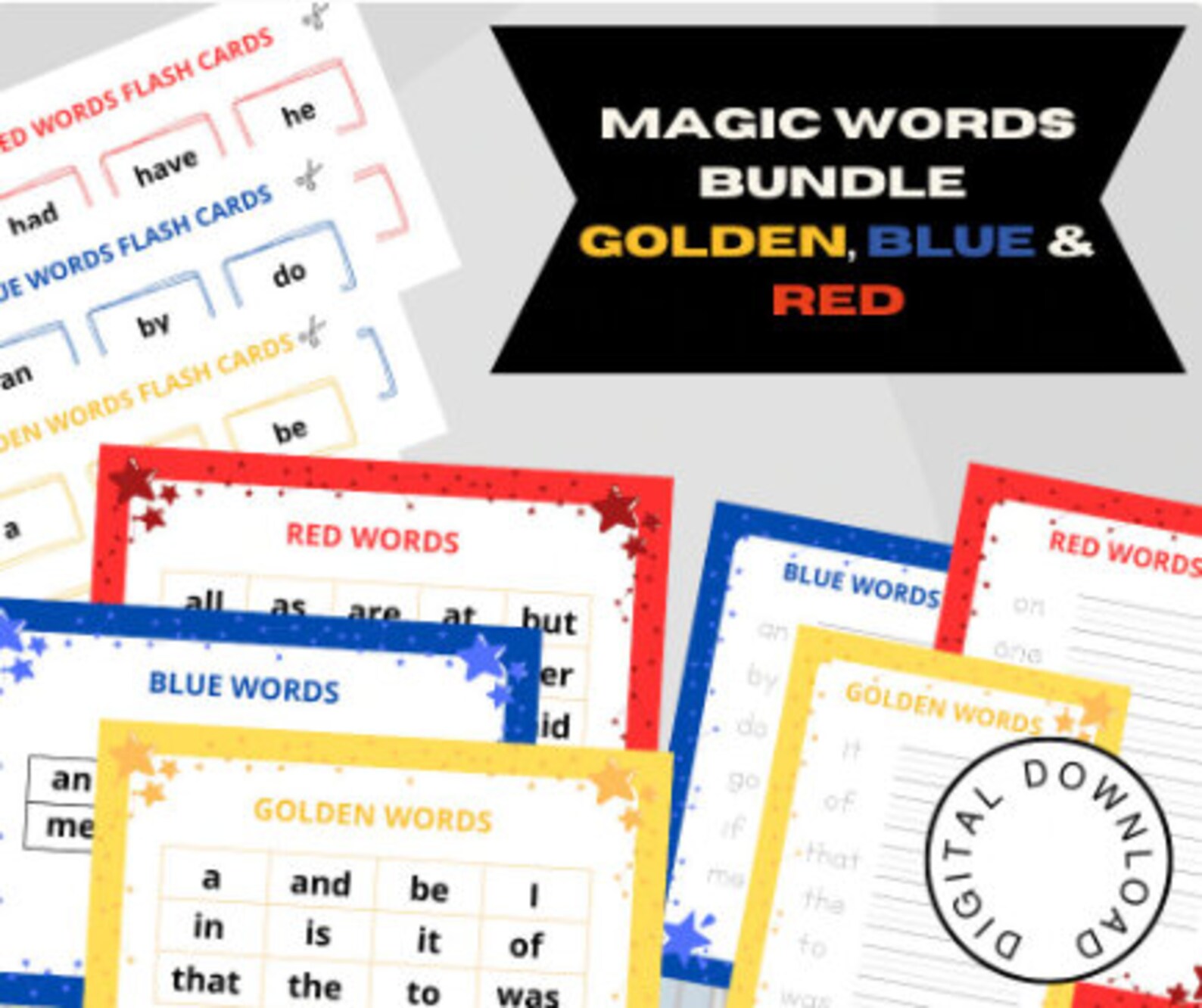 Sight Words Printable Kindergarten Flashcards for Kids Bundle High ...