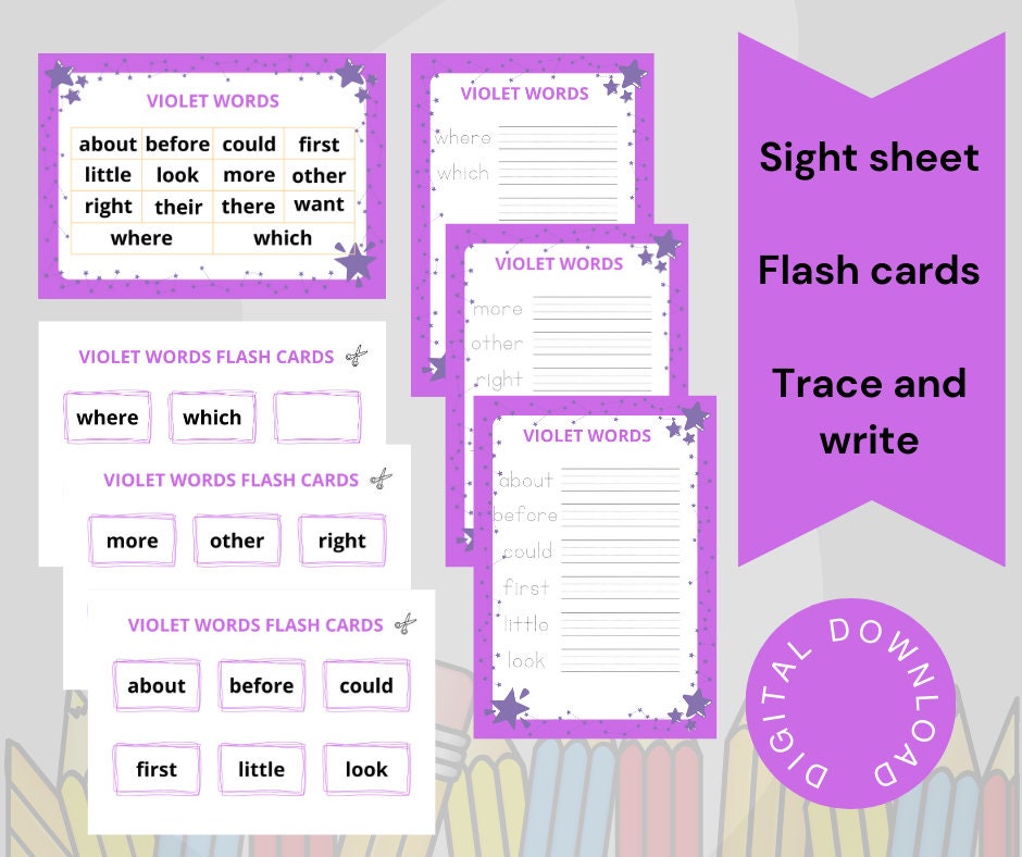 Printable Sight Words High Frequency Words Flash Cards Trace and Write ...